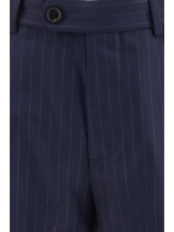 Brunello Cucinelli Virgin Wool Batavia Pinstriped Pants - Blue