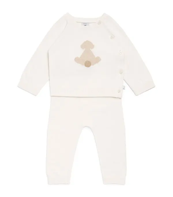 Petit Bateau Wool-cotton Graphic Sweater And Leggings Set