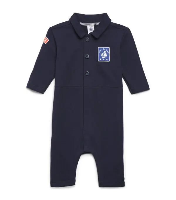 Petit Bateau Cotton Logo Playsuit