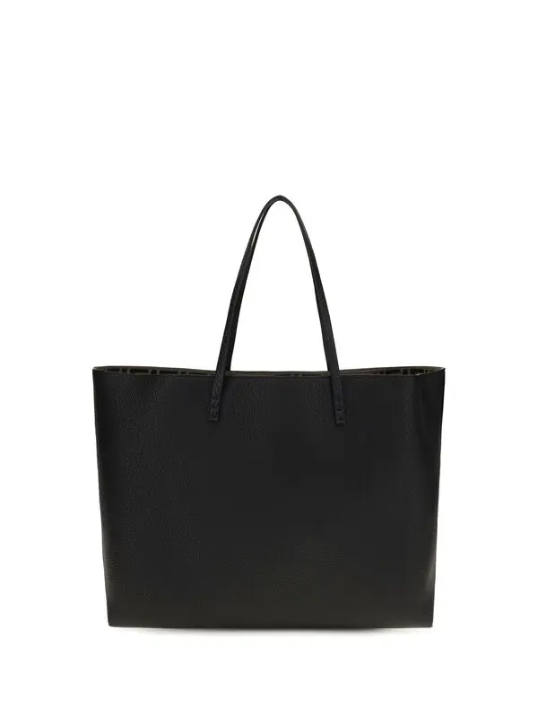 Fendi Medium Roll Roman Leather Shopping Bag - Black