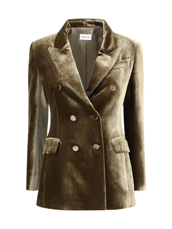 P.a.r.o.s.h Velvet Double Breasted Blazer - Brown