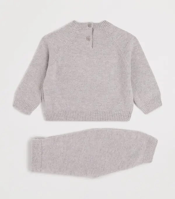 IL GUFO Wool Bear Motif Sweater And Sweatpants Set