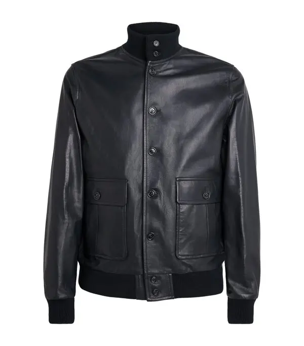 VALSTAR Leather Padded Bomber Jacket