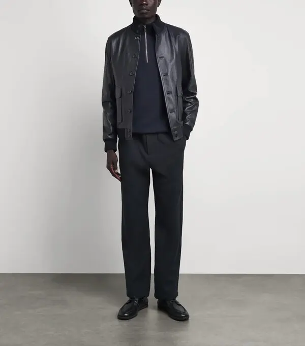 VALSTAR Leather Padded Bomber Jacket