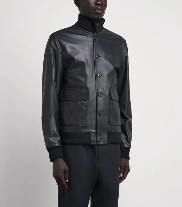 VALSTAR Leather Padded Bomber Jacket