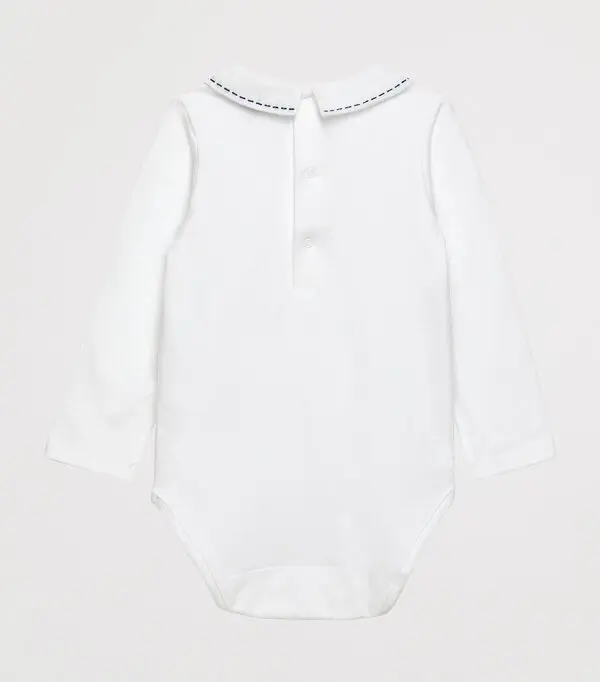 Trotters Stretch Cotton Bodysuit With Peter Pan Collar