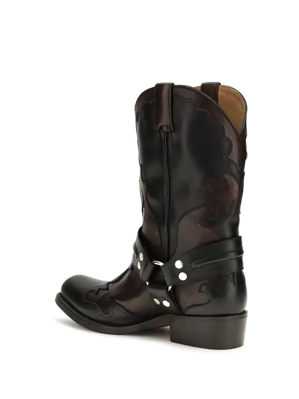 Versace Sylvester Leather Cowboy Boots