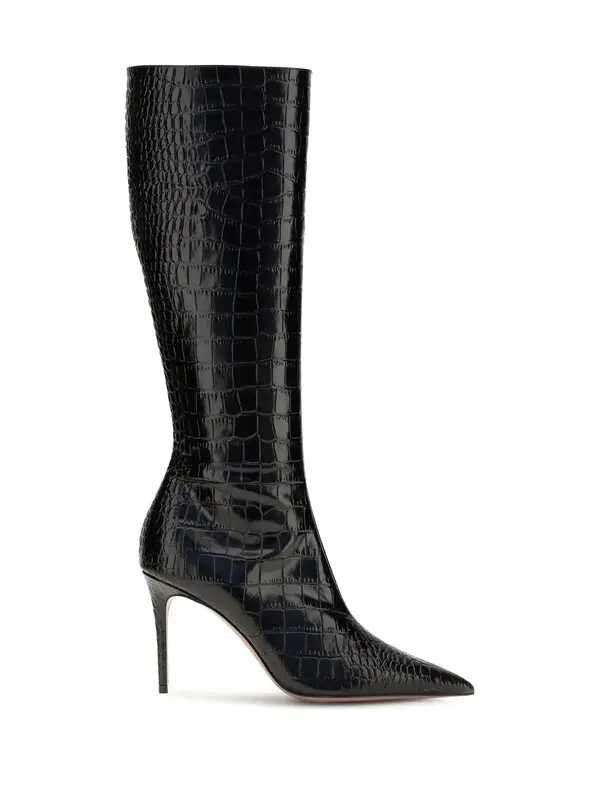 Paris Texas Vera Crocodile-effect Leather Knee-high Boots