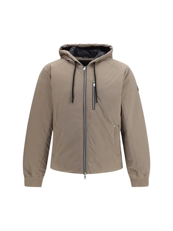 Moose Knuckles Hooded Down Jacket With Zip Closure