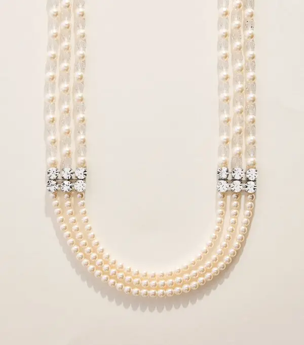 Alessandra Rich Faux Pearl Layered Necklace