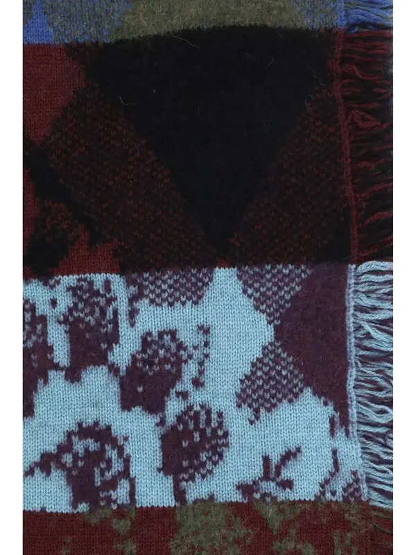 Dries Van Noten Mixed Print Fringed Scarf