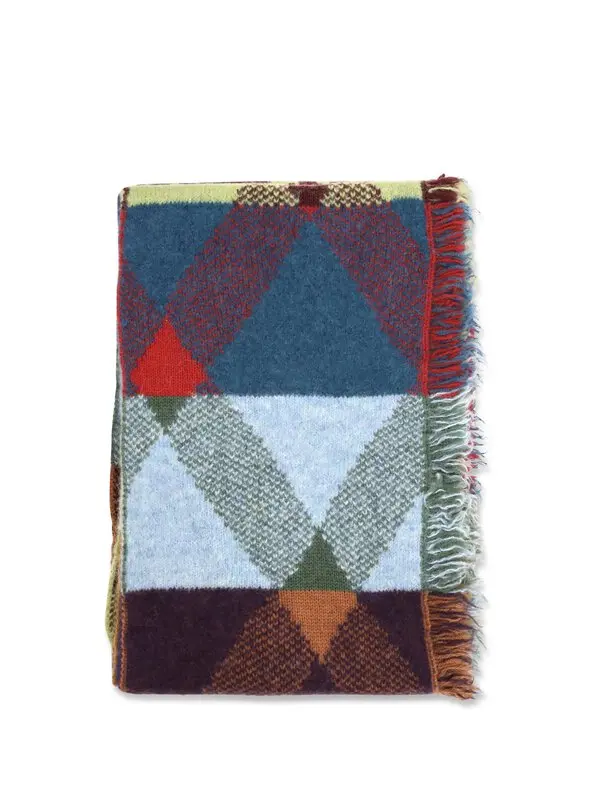 Dries Van Noten Mixed Print Fringed Scarf