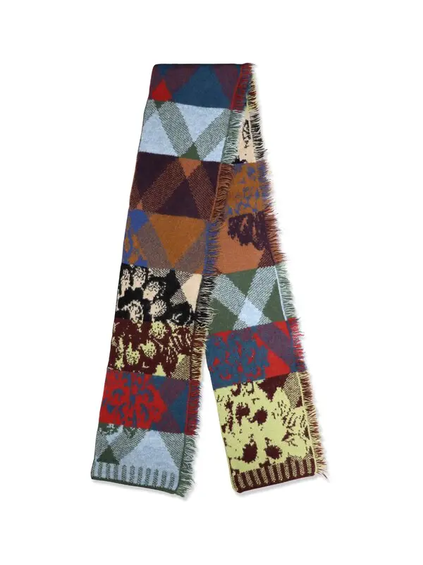 Dries Van Noten Mixed Print Fringed Scarf