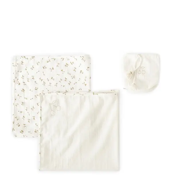 Bonpoint Cotton Square And Hat Set - Gold