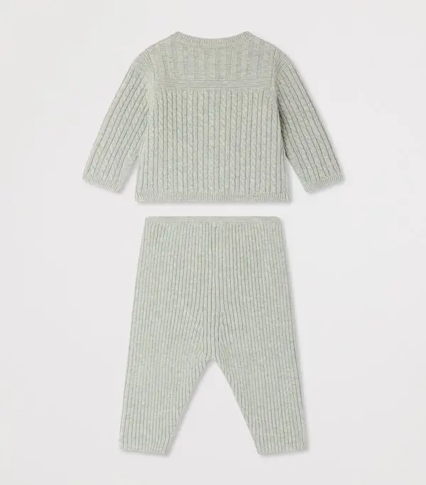 Bonpoint Cable Knit Cardigan And Ribbed Trousers Set