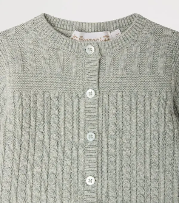 Bonpoint Cable Knit Cardigan And Ribbed Trousers Set