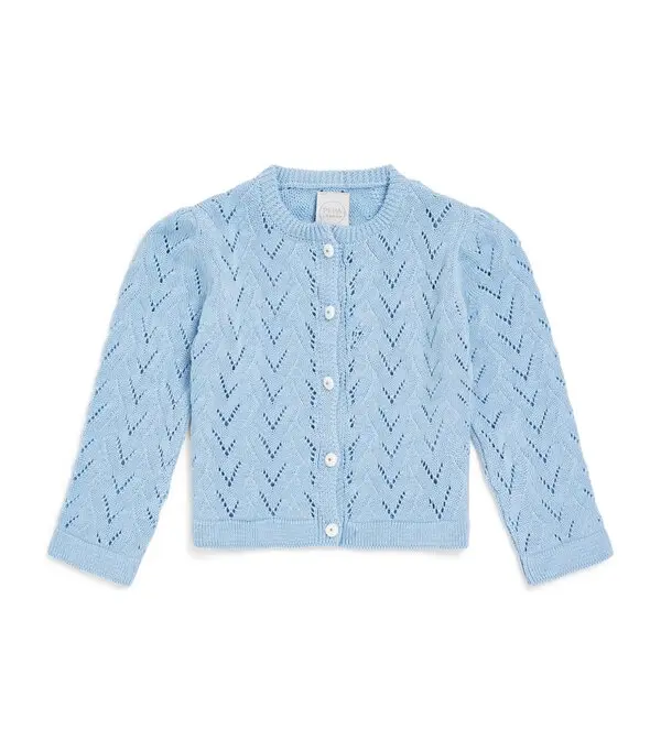Pepa London Cotton Openwork Cardigan With Puffed Shoulders