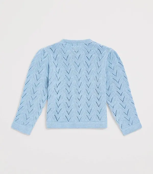 Pepa London Cotton Openwork Cardigan With Puffed Shoulders