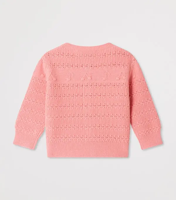 Bonpoint Wool-blend Cardigan With Cherry Applique