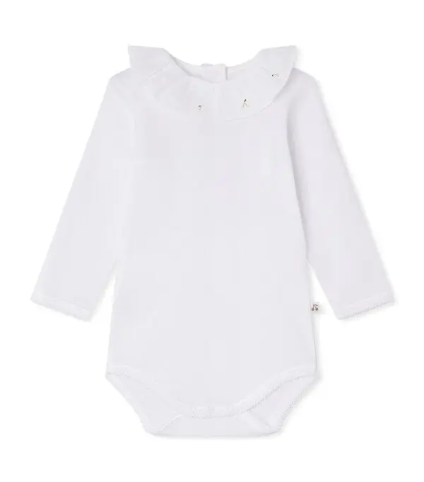 Bonpoint Organic Cotton Ruffled Bodysuit