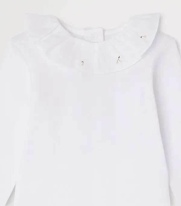 Bonpoint Organic Cotton Ruffled Bodysuit