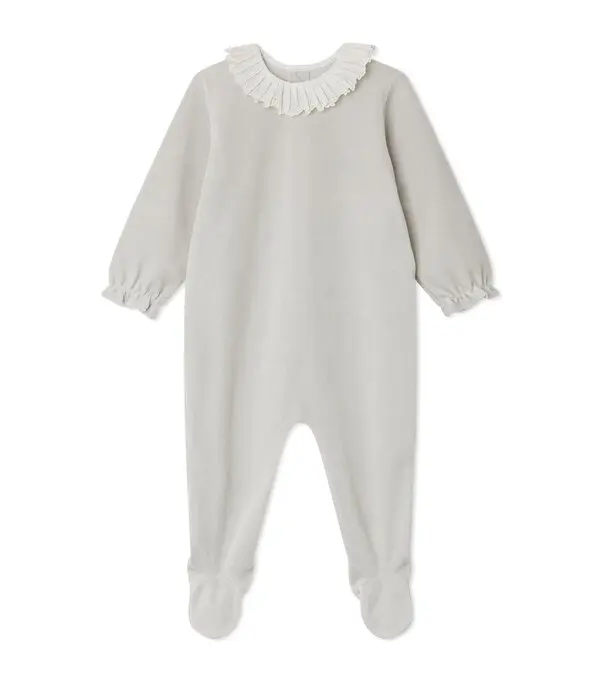 Bonpoint Cotton Héritier Sleepsuit With Broderie Anglaise Collar