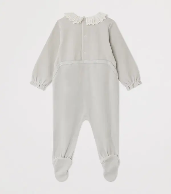 Bonpoint Cotton Héritier Sleepsuit With Broderie Anglaise Collar
