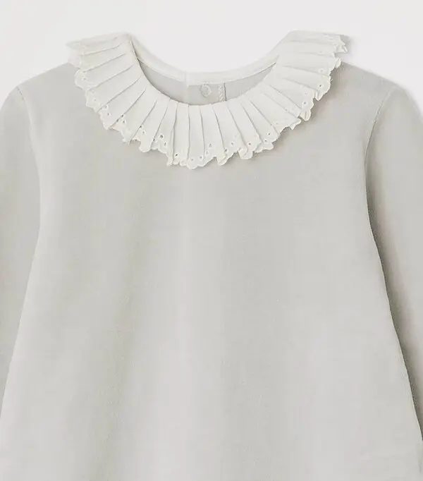 Bonpoint Cotton Héritier Sleepsuit With Broderie Anglaise Collar