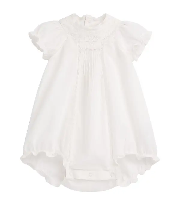 Bonpoint Cotton Embroidered Bubble Bodysuit