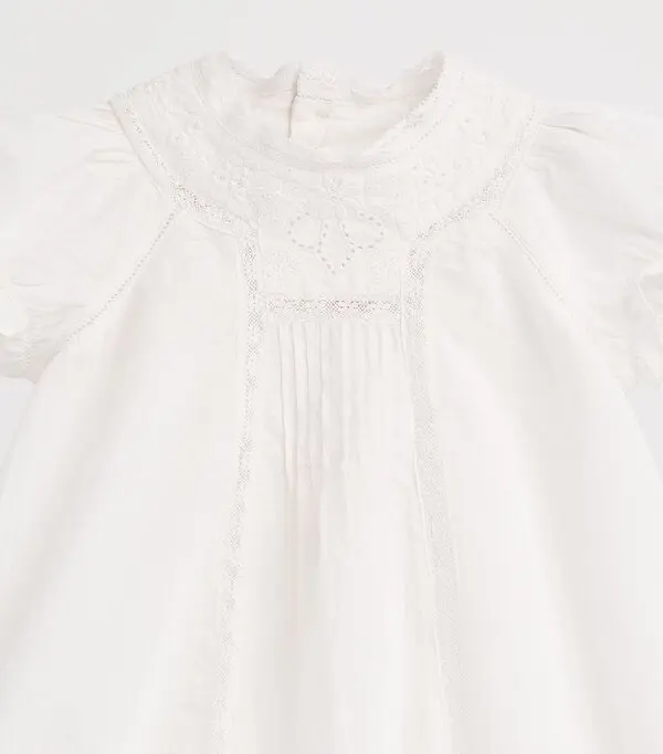 Bonpoint Cotton Embroidered Bubble Bodysuit