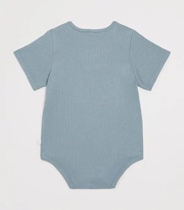 MORI Bamboo-blend Short-sleeve Ribbed Bodysuit - Blue