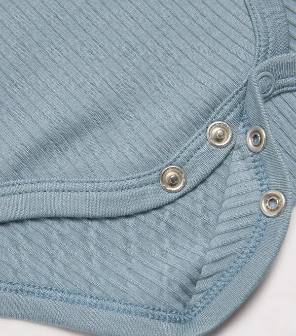 MORI Bamboo-blend Short-sleeve Ribbed Bodysuit - Blue