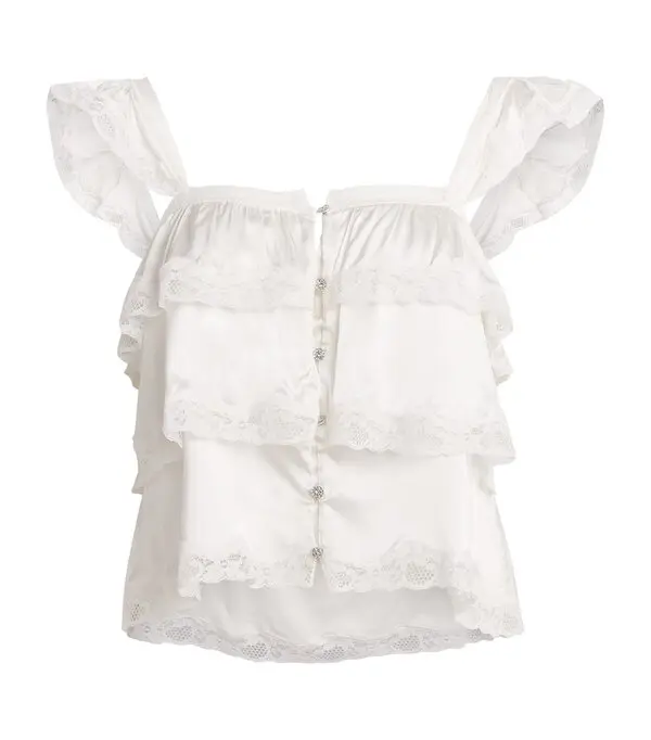 Alice + Olivia Tiered Lace Blouse - Ivory