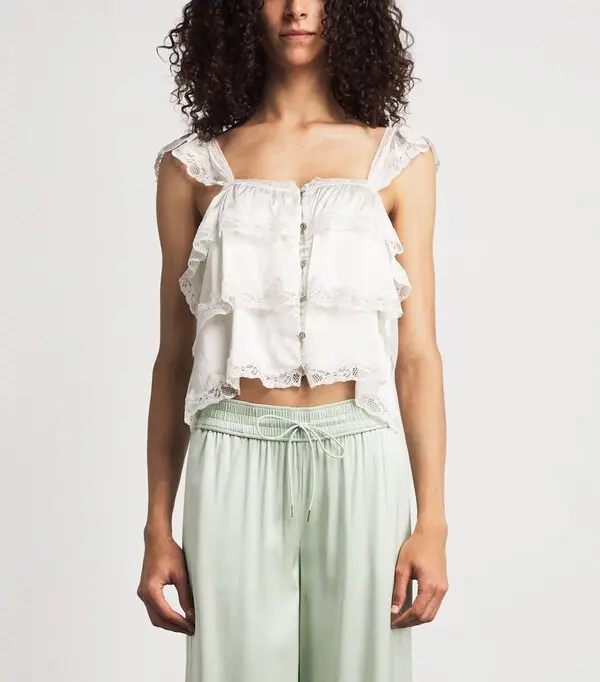Alice + Olivia Tiered Lace Blouse
