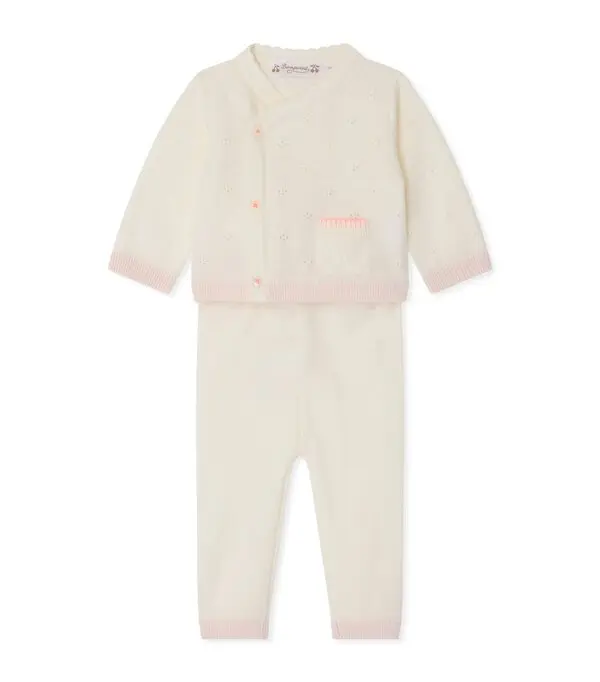 Bonpoint Pointelle Knit Cardigan And Leggings Set
