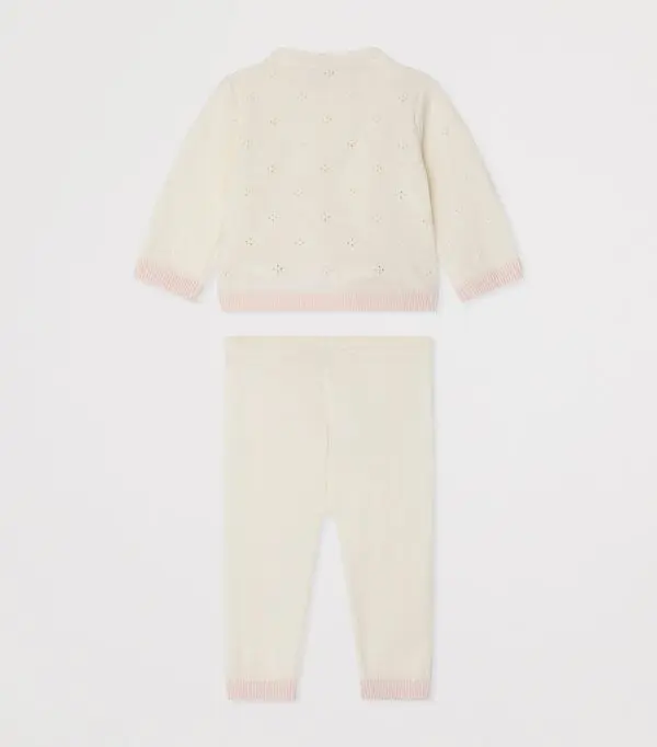 Bonpoint Pointelle Knit Cardigan And Leggings Set