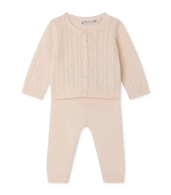 Bonpoint Cotton Pointelle Cardigan And Trouser Set