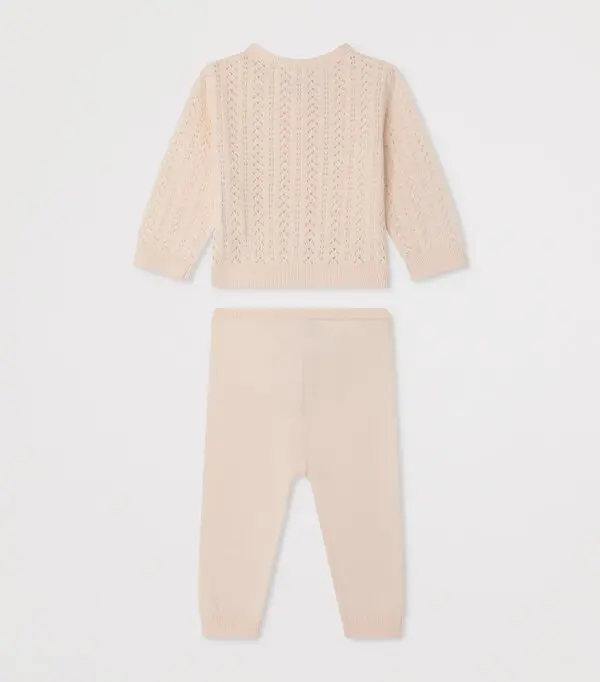 Bonpoint Cotton Pointelle Cardigan And Trouser Set