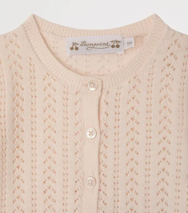 Bonpoint Cotton Pointelle Cardigan And Trouser Set