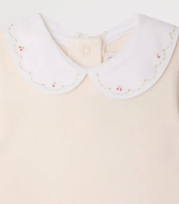 Bonpoint Organic Cotton Cygné Bodysuit With Peter Pan Collar