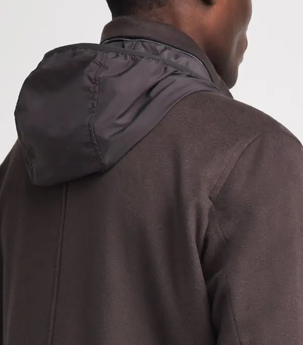 Herno Virgin Wool-cashmere Field Jacket With Stand Collar And Zip-up Hood