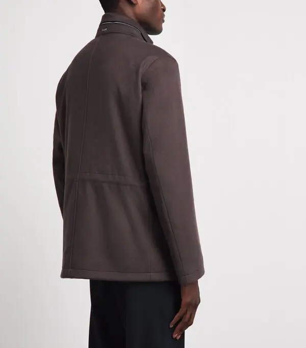 Herno Virgin Wool-cashmere Field Jacket With Stand Collar And Zip-up Hood