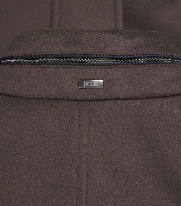 Herno Virgin Wool-cashmere Field Jacket With Stand Collar And Zip-up Hood