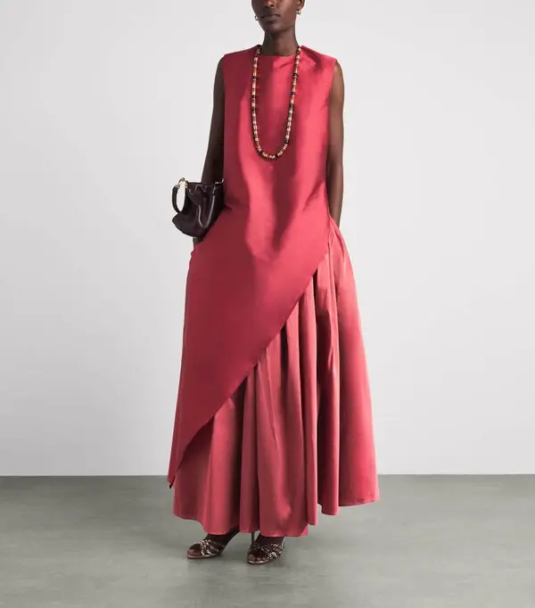 ABADIA Pleated Bodice Maxi Dress
