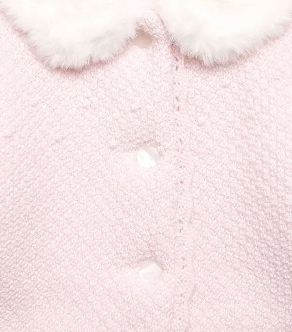 PAZ RODRIGUEZ Wool Knitted Coat With Faux Fur Trim