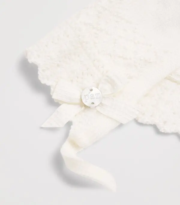 PAZ RODRIGUEZ Cotton Knit Bonnet With Lace Trim