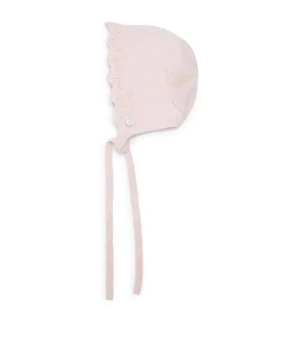 PAZ RODRIGUEZ Cotton Knit Bonnet With Lace Trim - Pink