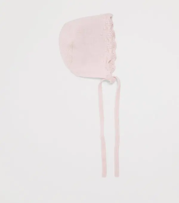 PAZ RODRIGUEZ Cotton Knit Bonnet With Lace Trim