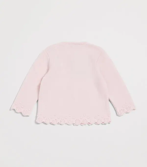 PAZ RODRIGUEZ Cotton Knit Cardigan With Pom-pom Trim
