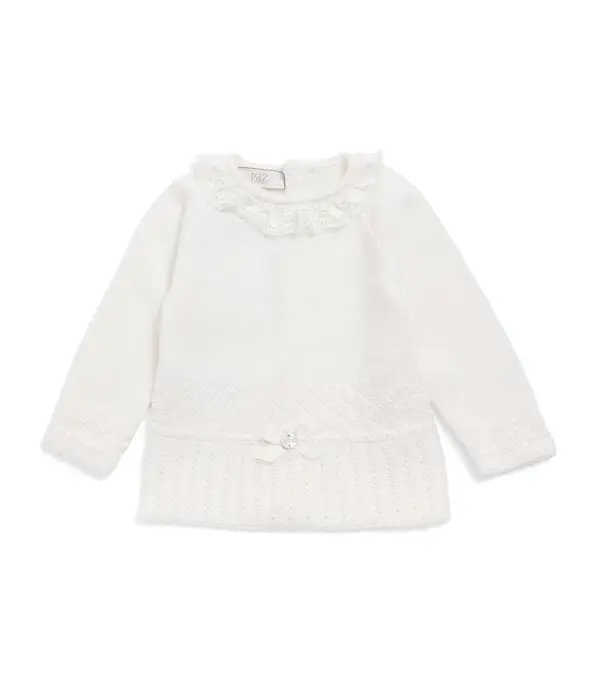PAZ RODRIGUEZ Cotton Lace-trim Sweater With Bow Detail